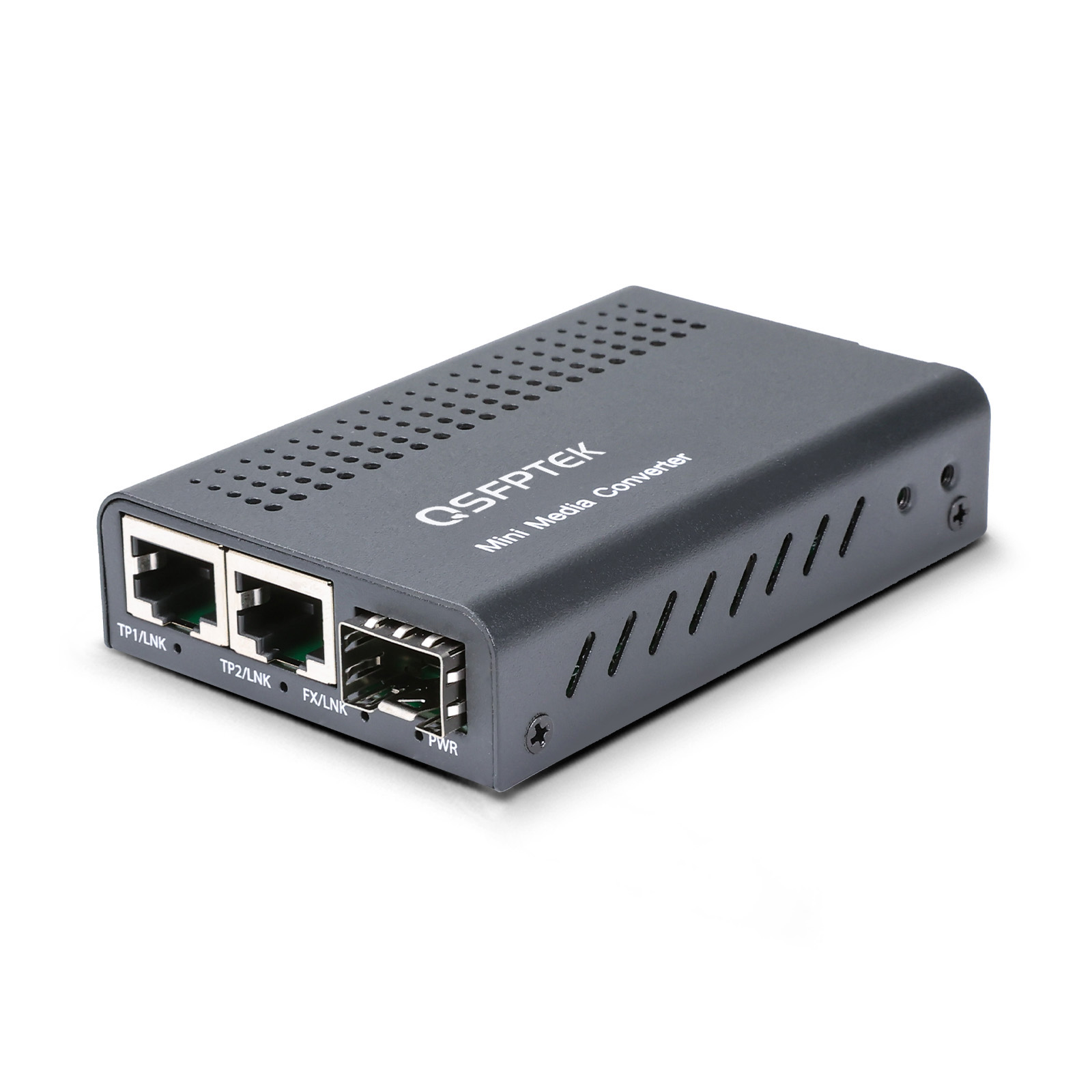 Mini Unmanaged 2x 10/100/1000Base-T RJ45 to 1x 1000Base-X SFP Slot Gigabit Ethernet Media Converter